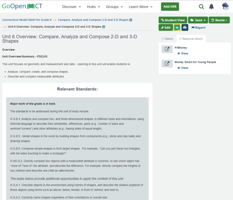 Connecticut Model Math for Grade 0 Kindergarten, Compare, Analyze and ...