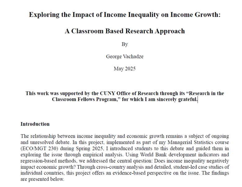 Exploring the Impact of Income Inequality on Income Growth: A Classroom ...