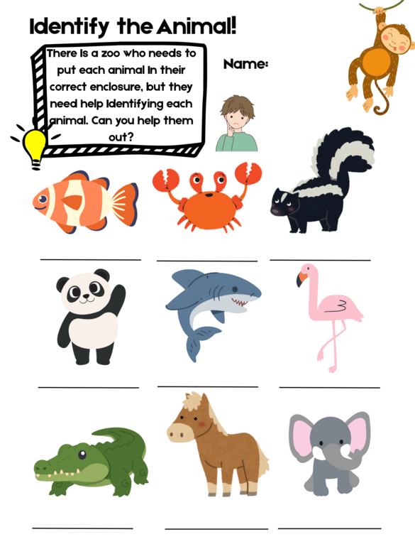 Interactive Identify the Animal Kindergarten Worksheet | OER Commons