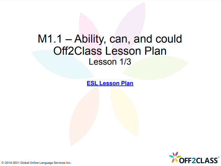 Modal Verbs - Ability - Can and Could - Off2Class ESL Lesson Plan | OER ...