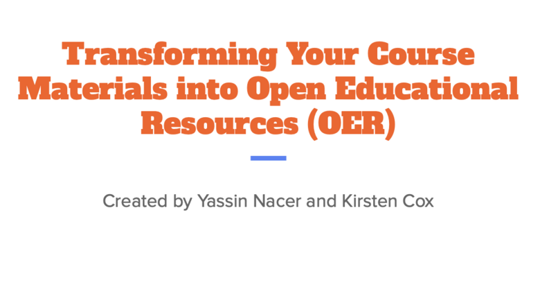 Transforming Your Course Material into OER | OER Commons