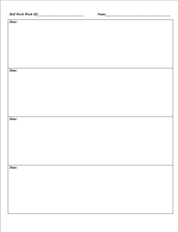 Bellwork Printable template | OER Commons