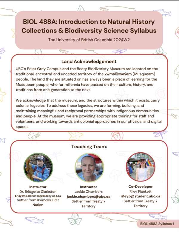 Syllabus — Introduction to Natural History Collections & Biodiversity ...