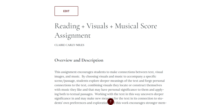 Reading + Visuals + Musical Score Assignment | OERTX